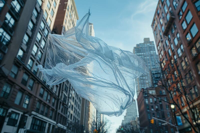 Plastic Bag Flying in the Wind in the City Stock Photo - Image of ...