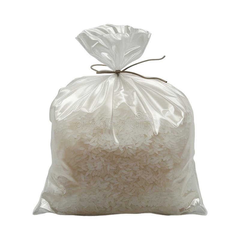 Plastic Bag Full of Rice on Transparent Background - Ai Generated Stock ...