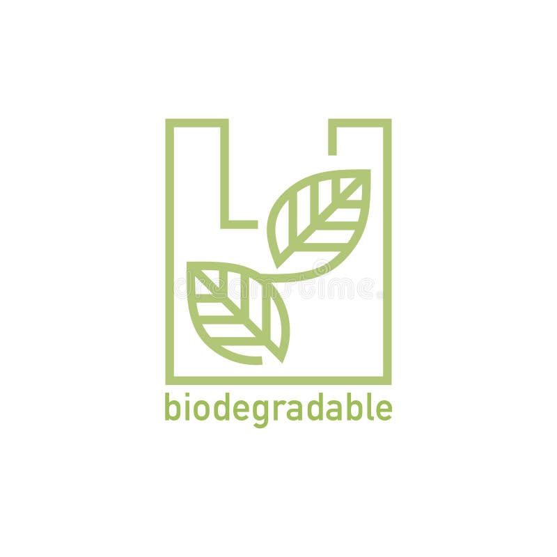Plastic Bag with Green Leaf Icon. Biodegradable, Compostable and Bio ...
