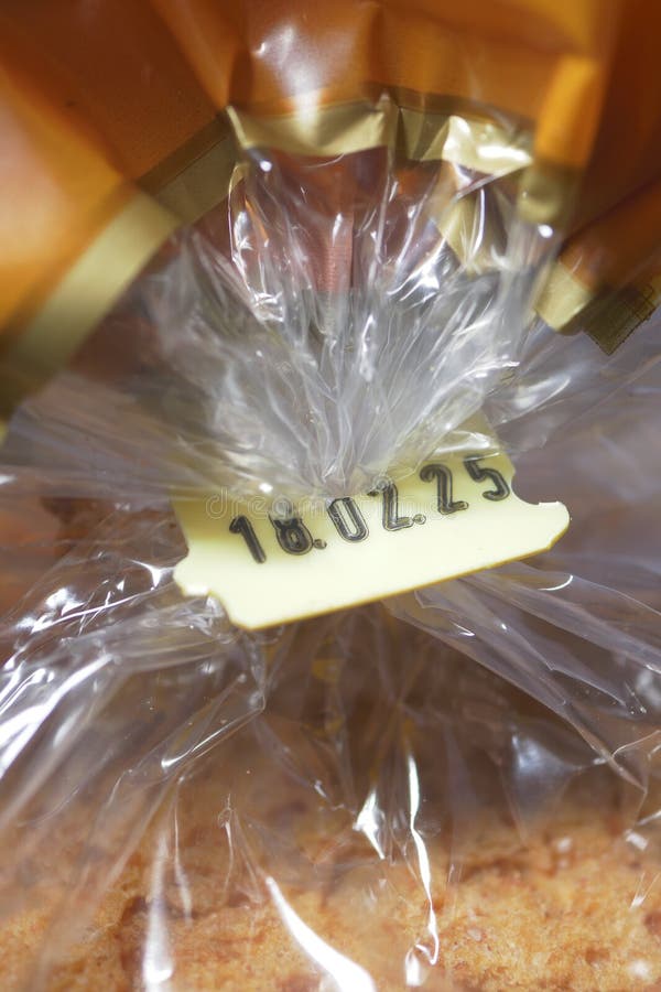 Plastic Bag Seal with Production Date Visible in Close-up Stock Photo ...