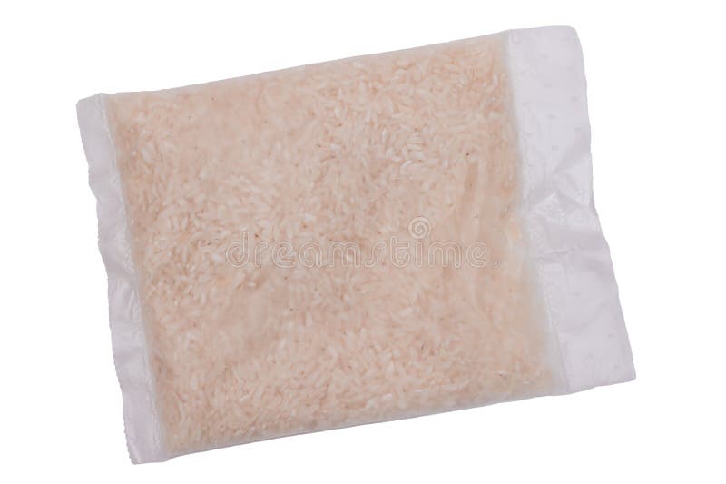 A Plastic Bag of White Long Grain Rice - Isolated on White Stock Image ...