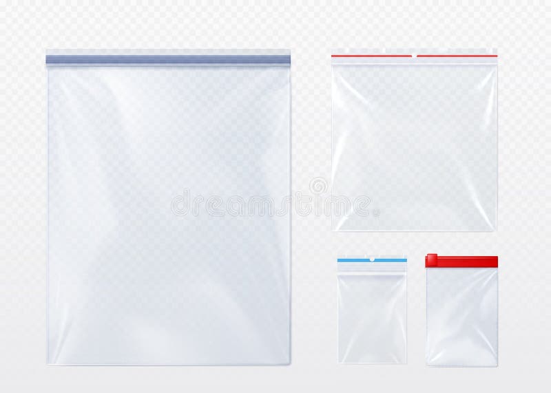 Plastic Bag with Zip Locker Mockup. Stock Illustration - Illustration ...