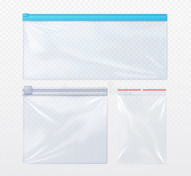 Plastic Bag with Zip Locker Mockup. Stock Illustration - Illustration ...