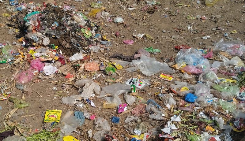 Plastic Bags in a Landfill . Unauthorized Release of Garbage ...