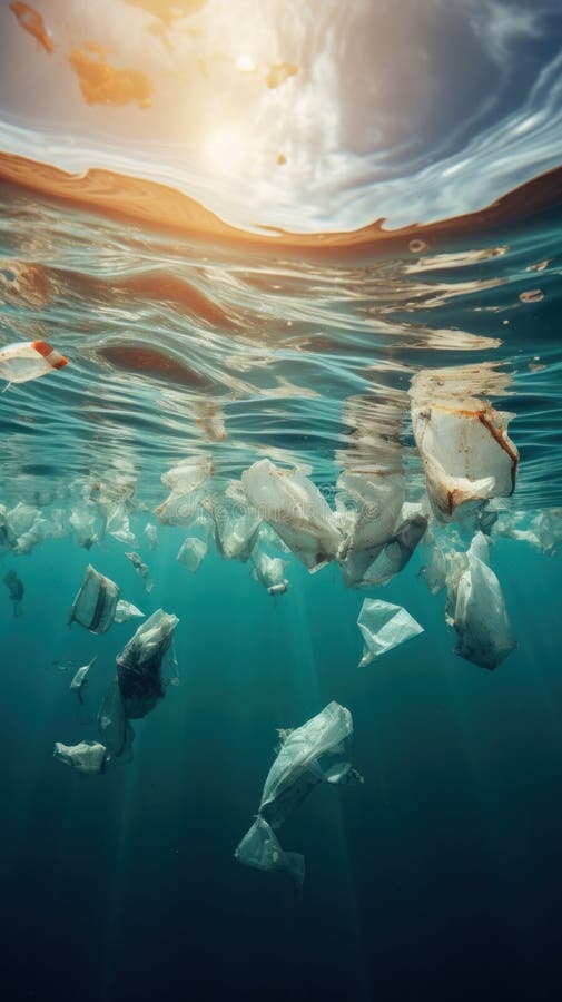 Plastic Bags Polluting the Oceans and Endangering Marine Life Stock ...