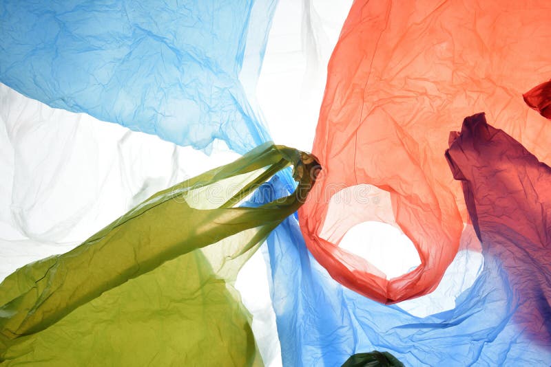 Plastic Bags of Used and Transparent Colors Stock Photo - Image of copy ...