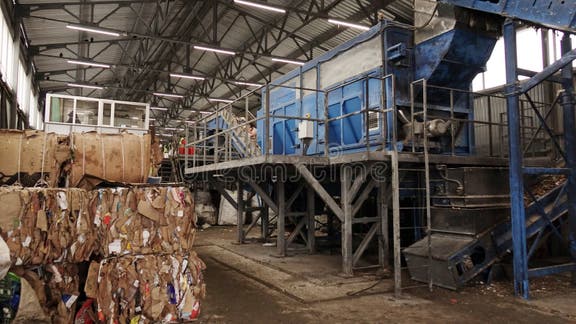 Plastic Bales of Garbage at the Waste Processing Plant. Processing and ...