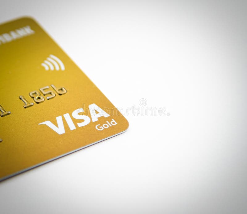 Plastic Bank Gold Card with Visa Logo Close-up Editorial Stock Photo ...