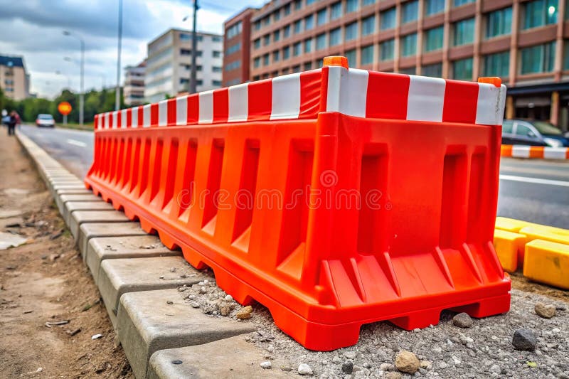 Plastic Barrier Block for Securing Construction Zones Stock ...