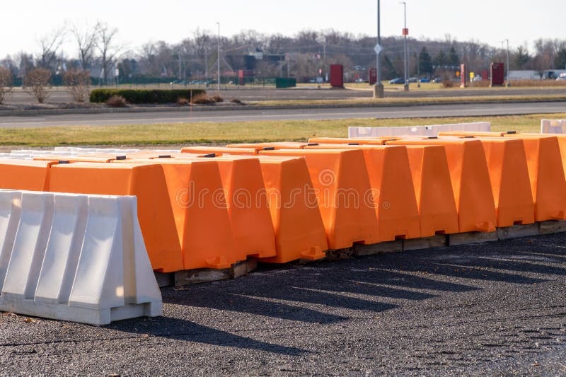 Plastic Barrier Water Temporary Stock Photo - Image of water, boundary ...