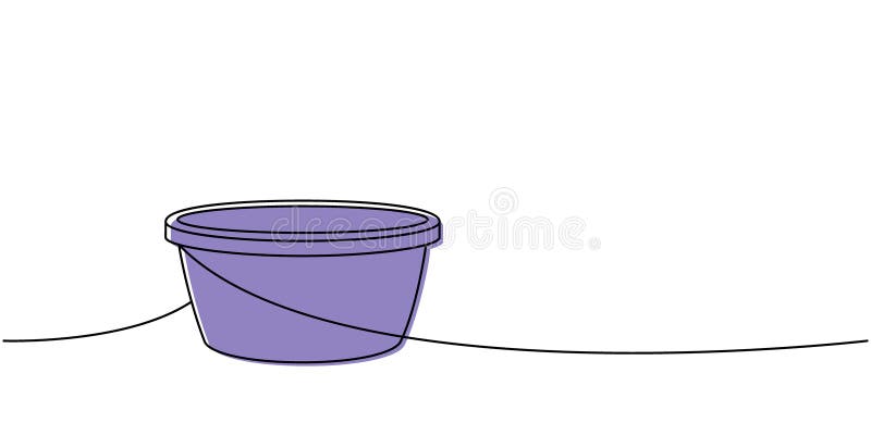 Plastic Basin, Cleaning Bowl, Water Bucket One Line Colored Continuous ...