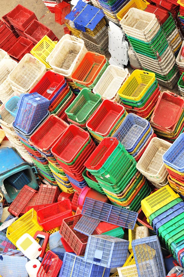 Plastic baskets stock photo. Image of green, empty, containers - 24486874