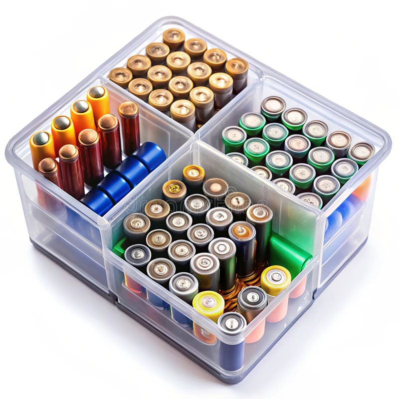 Plastic Battery Organizer with Compartments Stock Illustration ...