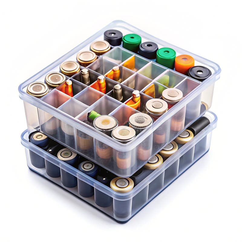 Plastic Battery Organizer with Compartments Stock Illustration ...