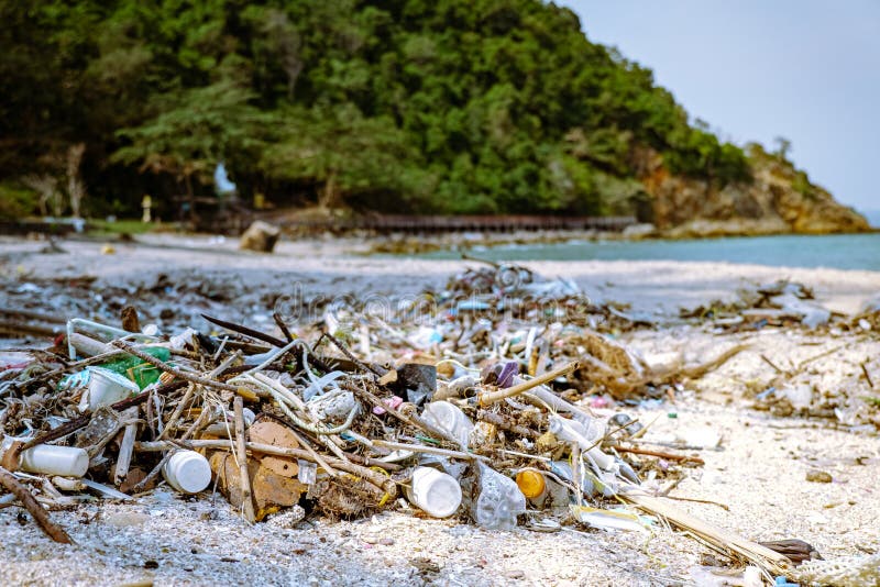 Plastic on the Beach of an Tropical Island in Thailand Stock Photo ...