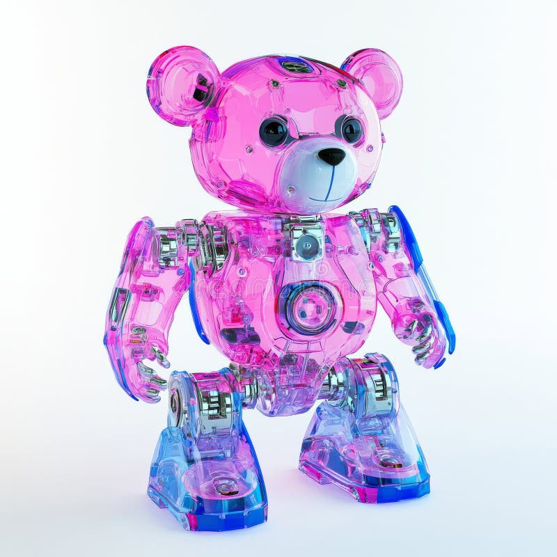 A Plastic Bear Toy with a Shiny Iridescent Finish and Reflective ...
