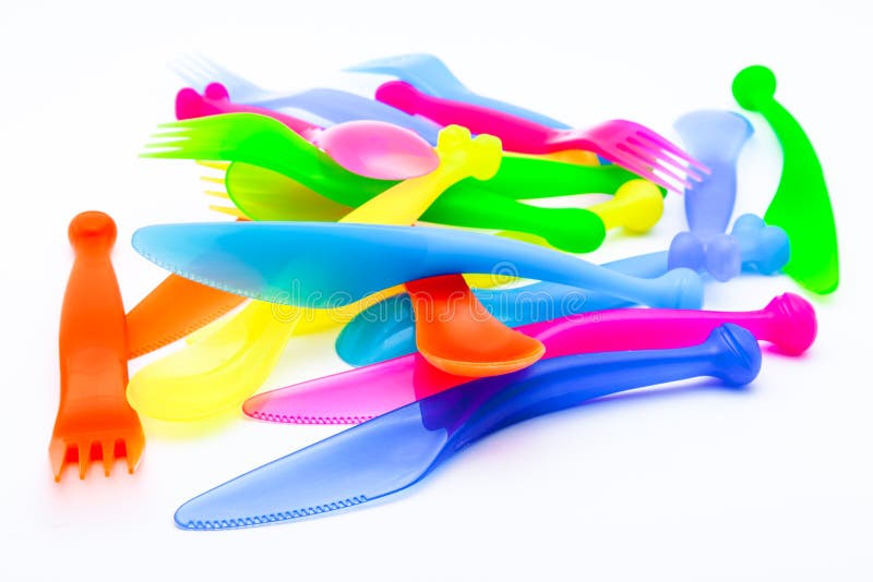 Plastic bestek stock foto. Image of roze, kleurrijk, geel - 25832198