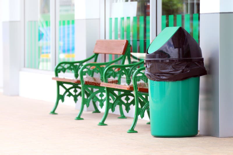 Plastic Bin Green for Waste at Front Store Shop, Garbage Waste Bin ...
