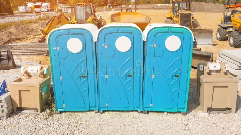 Plastic Bio Toilets on the Construction Site, Portable Toilets ...