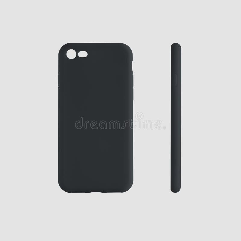 Plastic Black Case Template for Smartphone, Front and Side View ...