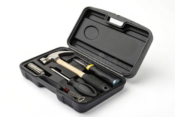 Plastic Black Case with Tools, Isolated on White Stock Illustration ...