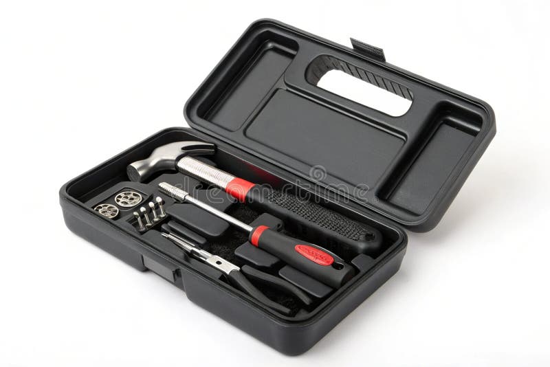 Plastic Black Case with Tools, Isolated on White Stock Illustration ...