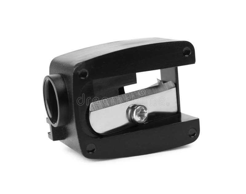 Plastic Black Pencil Sharpener Isolated on White Stock Photo - Image of ...