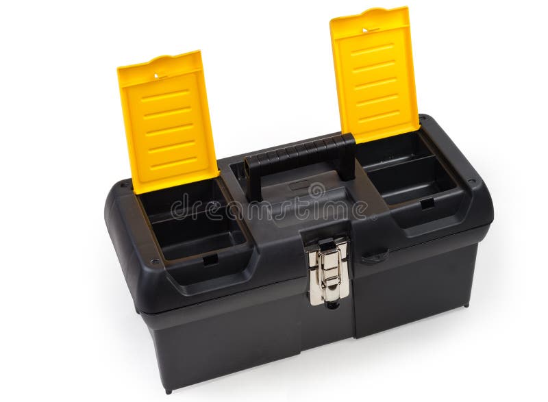 Plastic Black Portable Multi-compartment Toolbox with Organizers in Lid ...