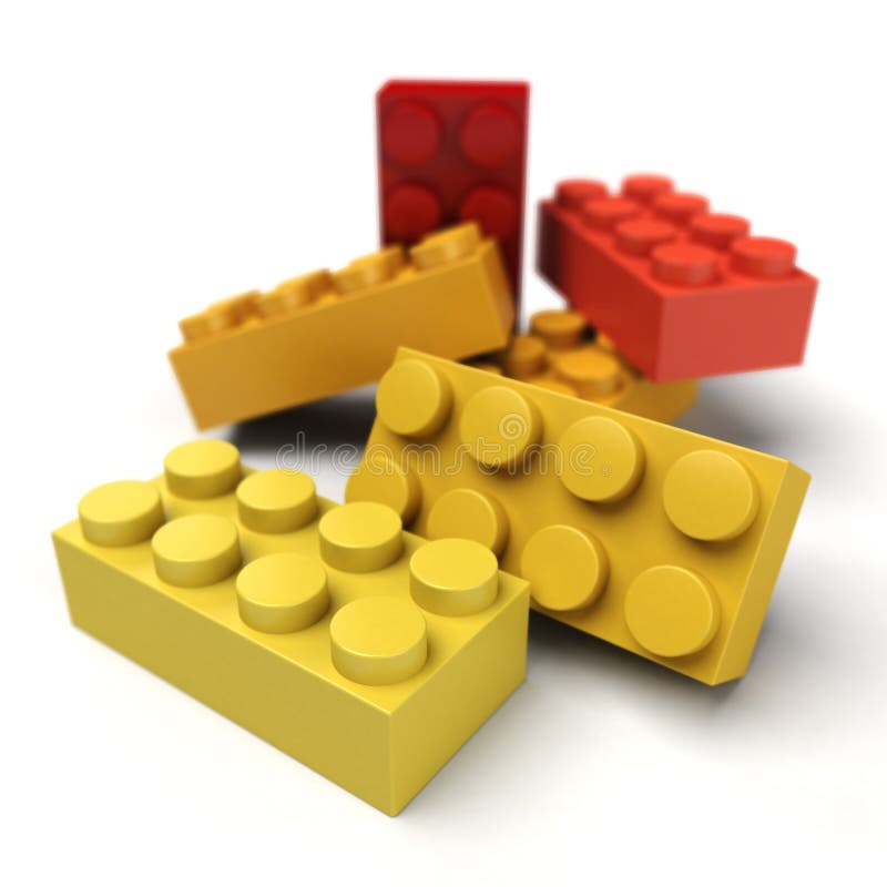 Plastic Blocks Red Yellow Close Up Stock Illustration - Illustration of ...