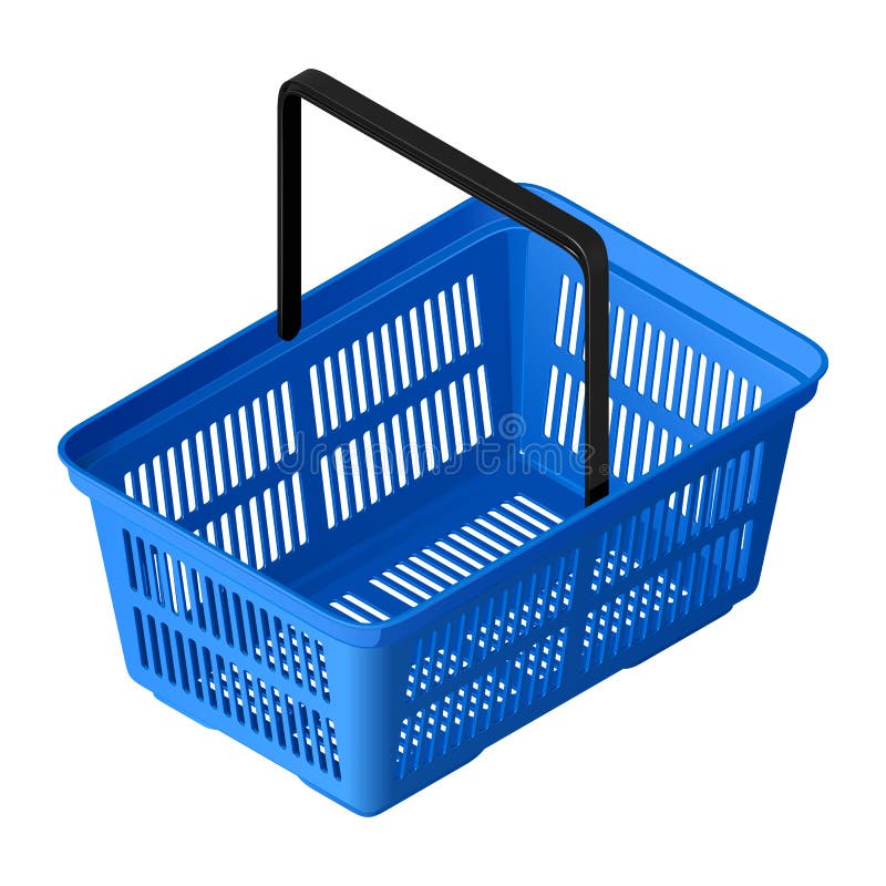 Plastic Blue Empty Shopping Cart in Isometric View. Isolated Vector ...