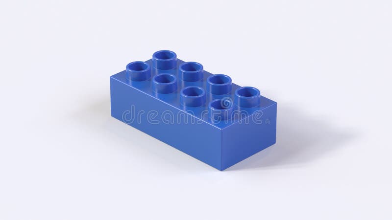 Plastic Blue Lego Block on a White Background, 3d Render Stock ...