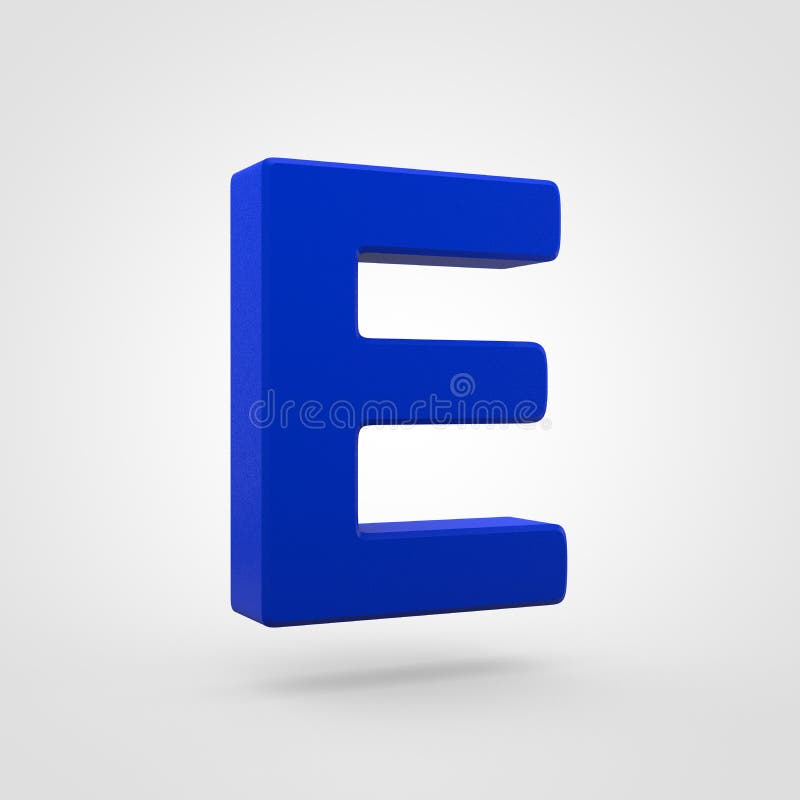 Plastic Blue Letter E Uppercase Isolated on White Background. Stock ...