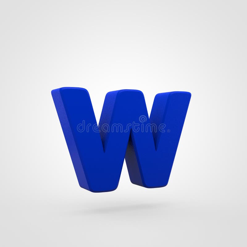 Plastic Blue Letter W Lowercase Isolated On White Background. Stock ...