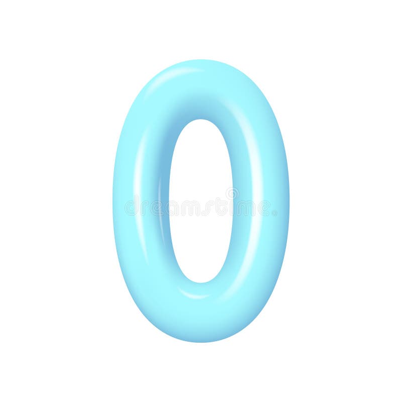 Plastic Blue Number 8. 3d Realistic Volumetric Number 0 with Highlights ...