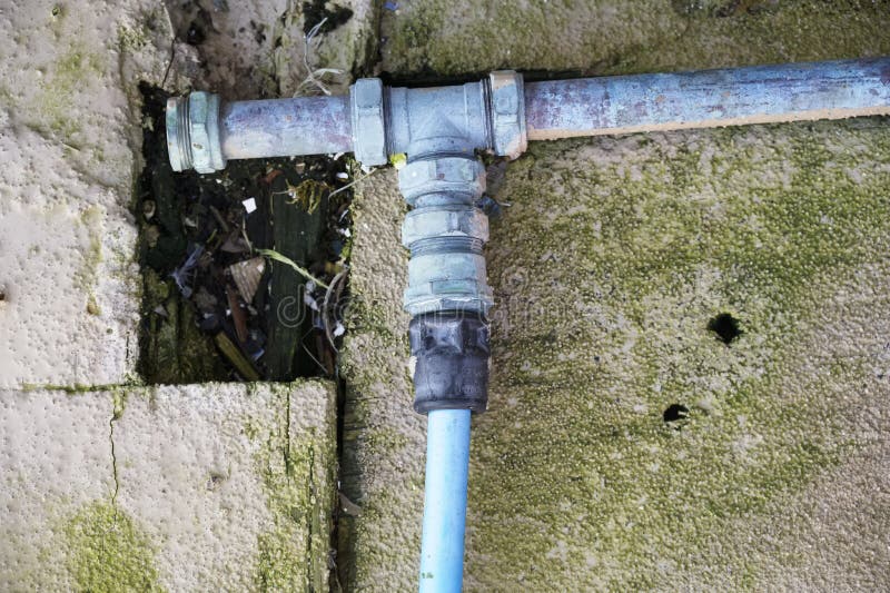 Plastic Blue Pipe and Copper Connection Tee Fitting Stock Image - Image ...