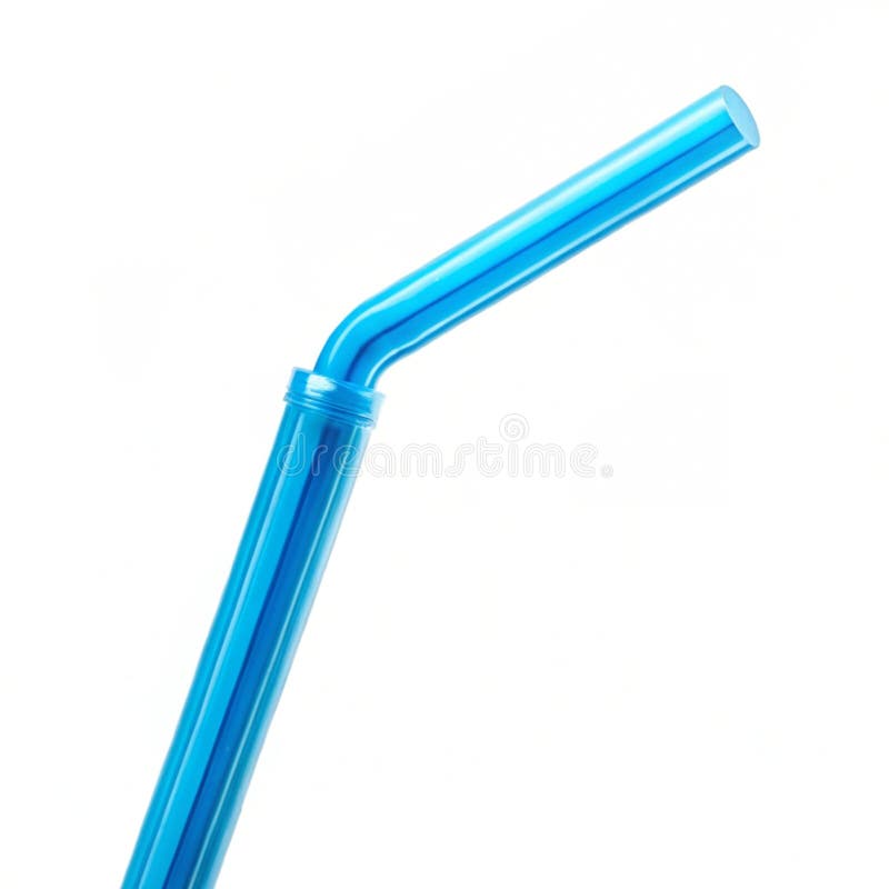 Plastic Blue Straw Isolated on White Background Stock Illustration ...