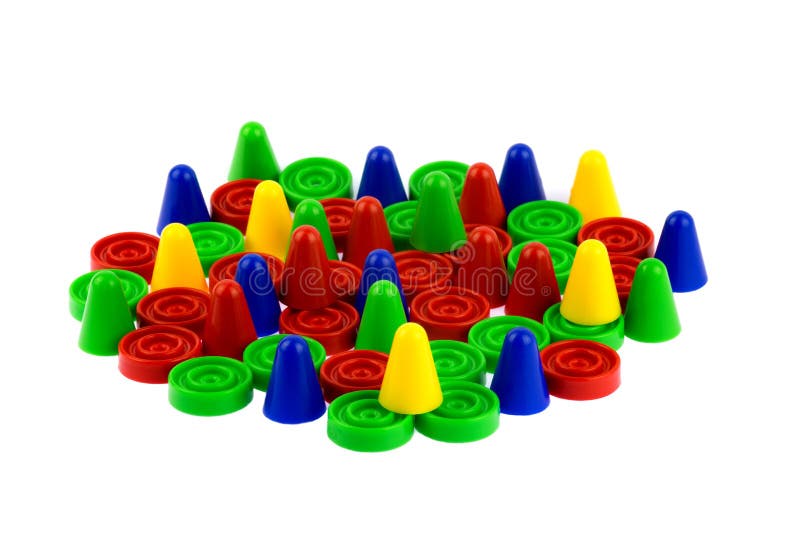 Plastic Board Game Pieces on White Background Stock Image - Image of ...