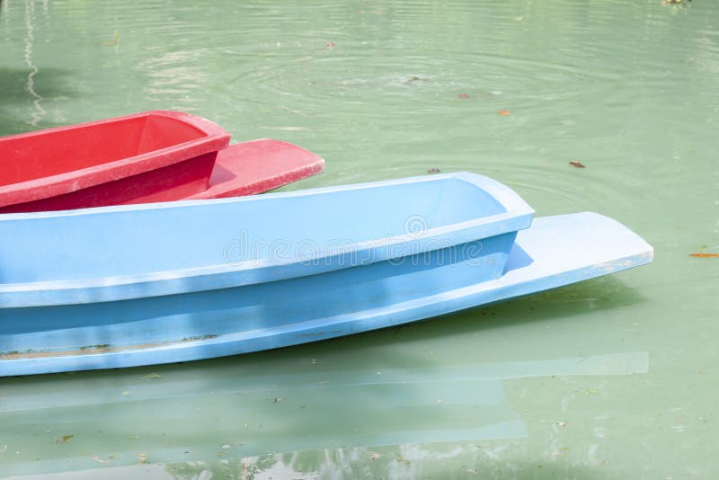 Plastic Boat Floating in the River. Stock Image - Image of object, boat ...