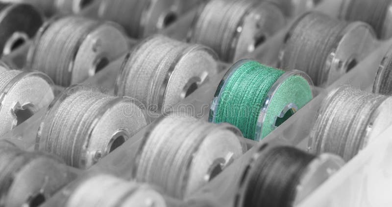 Plastic Bobbins for Sewing Machine Black and White Stock Image - Image ...