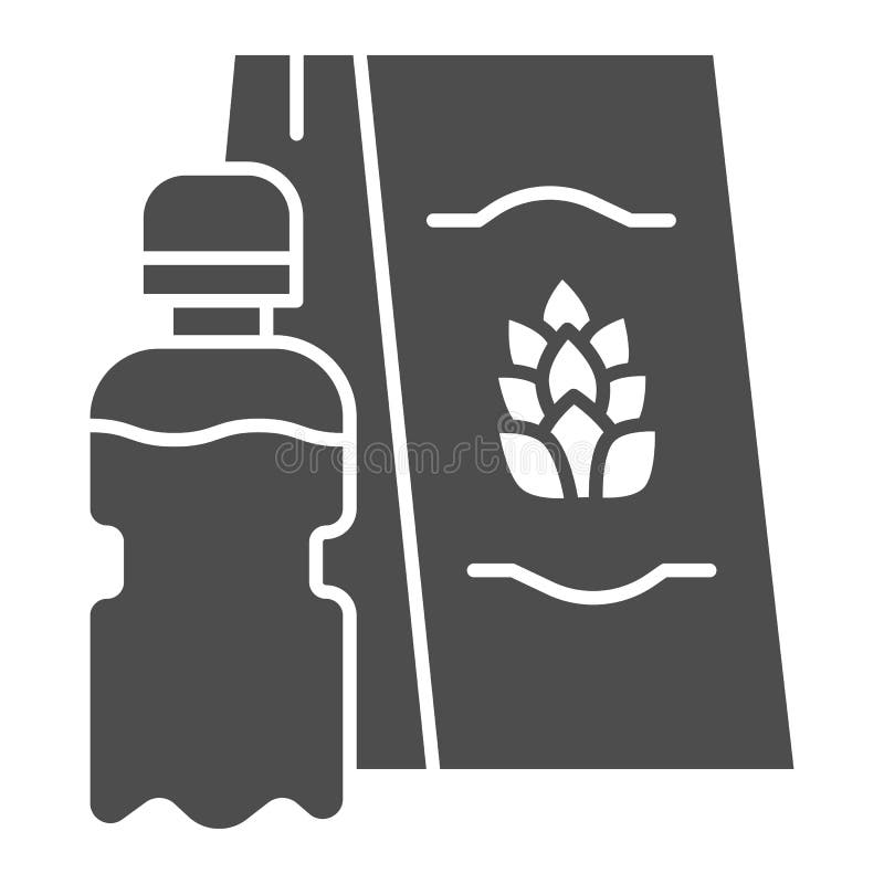 Plastic Bottle with Beer and Shopping Bag Solid Icon, Craft Beer ...