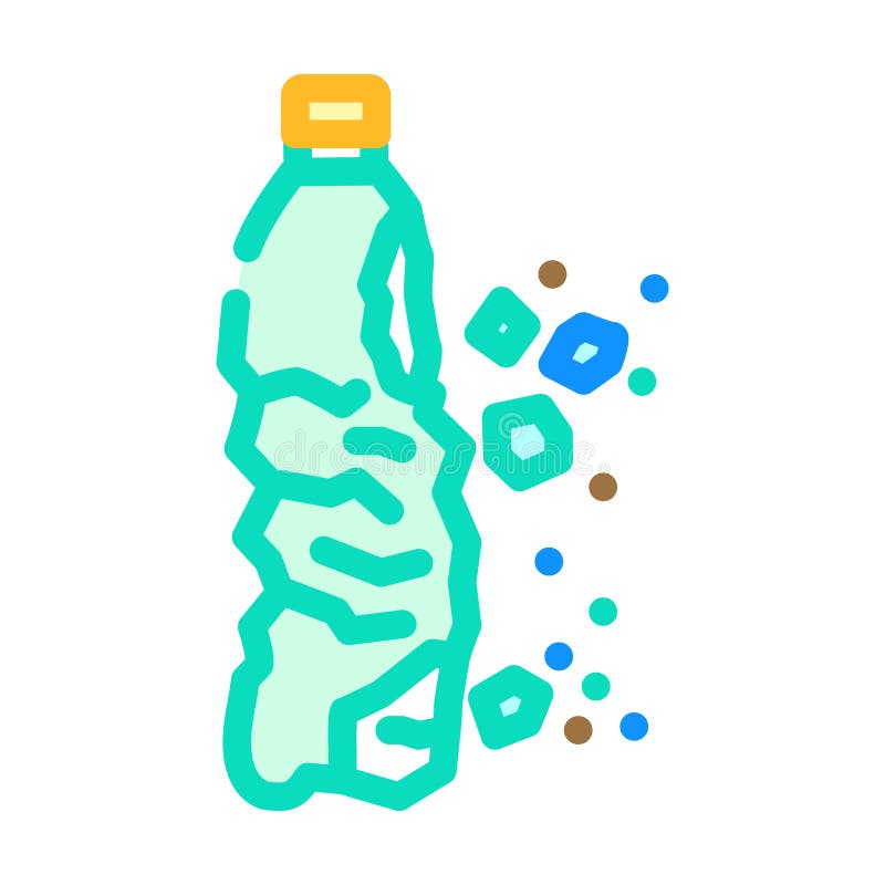 Plastic Bottle Breaking Microplastics Color Icon Vector Illustration ...