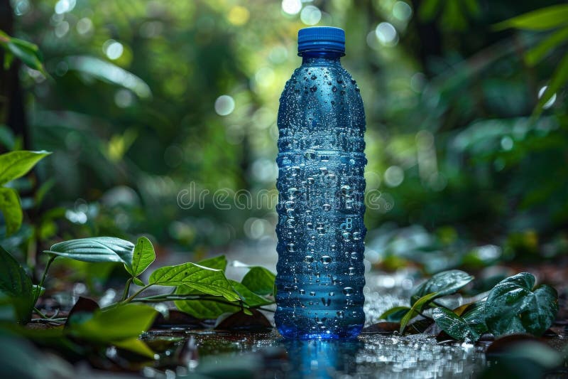 Plastic Bottle with Clean Water on Nature Background Stock Photo ...