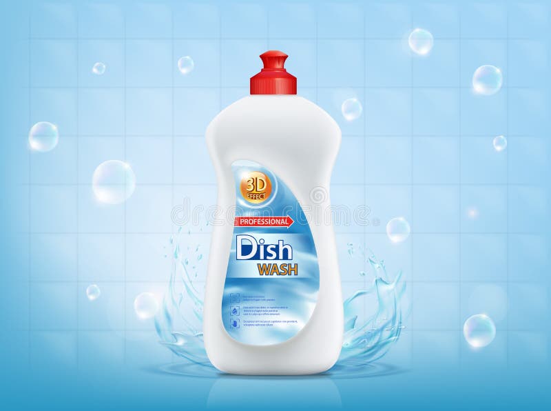 Dishwashing Liquid Soap with Lemon. Packaging with Template Label ...