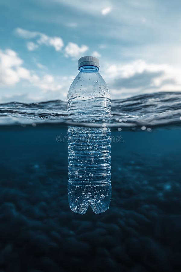 Plastic Bottle Floating on the Surface of the Ocean Polluting Water ...