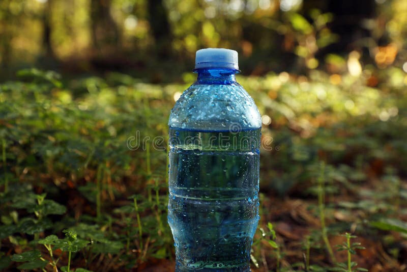 Plastic Bottle of Fresh Water Outdoors, Closeup Stock Photo - Image of ...