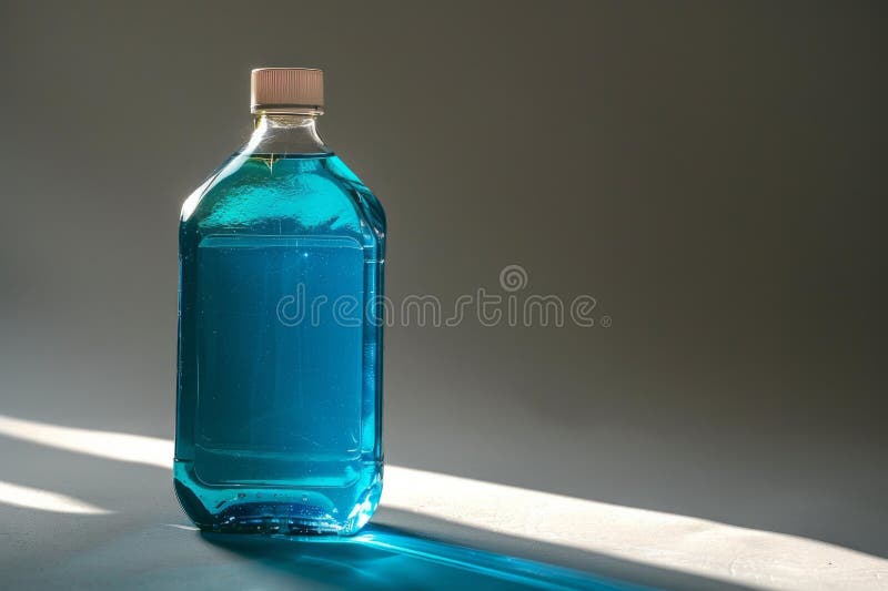 Plastic Bottle Full of Blue Liquid Standing in the Sun Stock Image ...