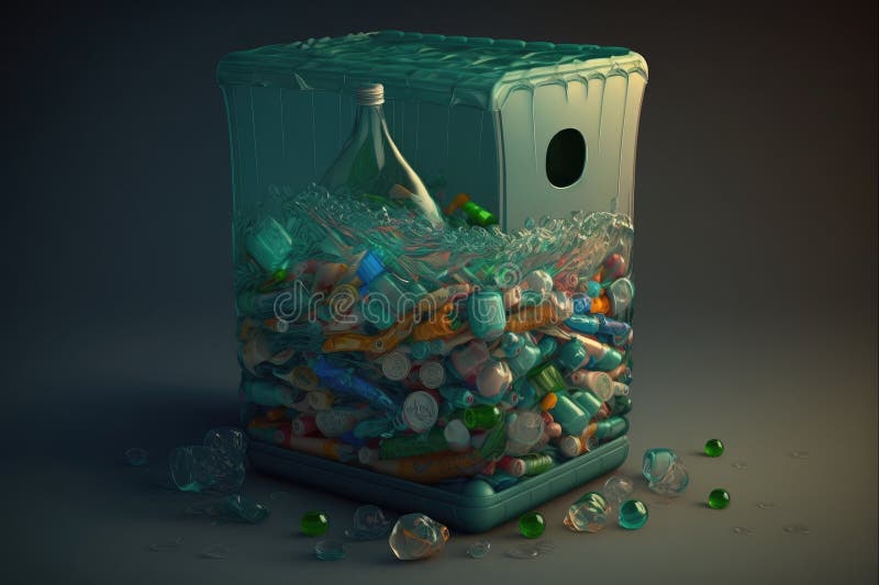 Plastic Bottle Garbage Bin Overflowing with Plastic Bottles Stock ...