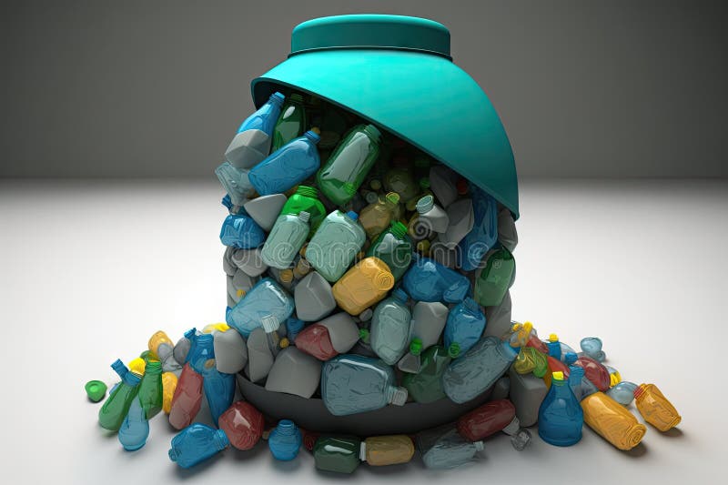 Plastic Bottle Garbage Bin Overflowing with Plastic Bottles Stock ...