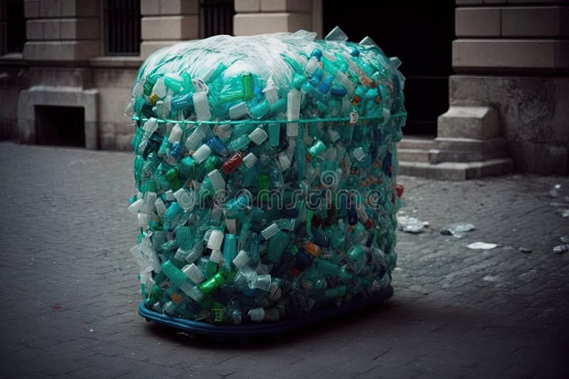 Plastic Bottle Garbage Bin Overflowing with Plastic Bottles Stock ...