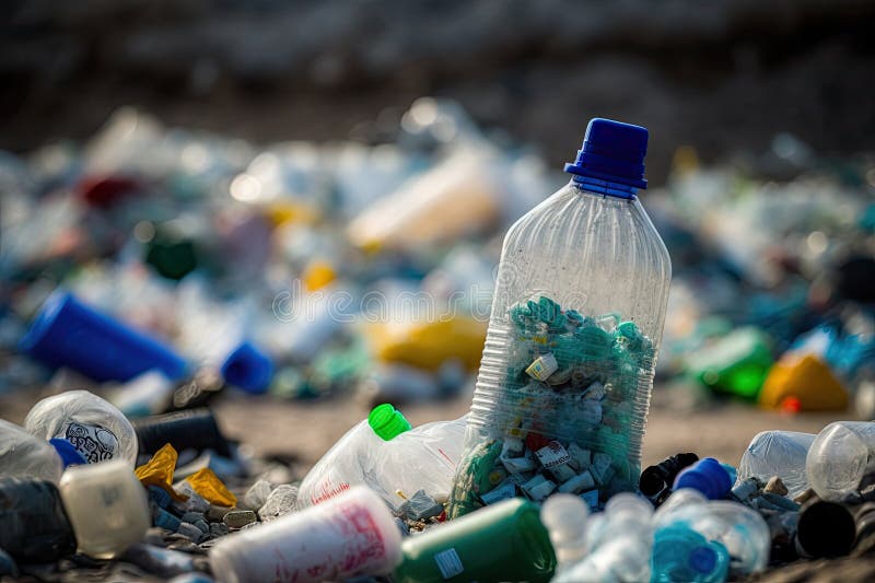 Plastic Bottle Garbage in Landfill, Surrounded by Other Trash Stock ...
